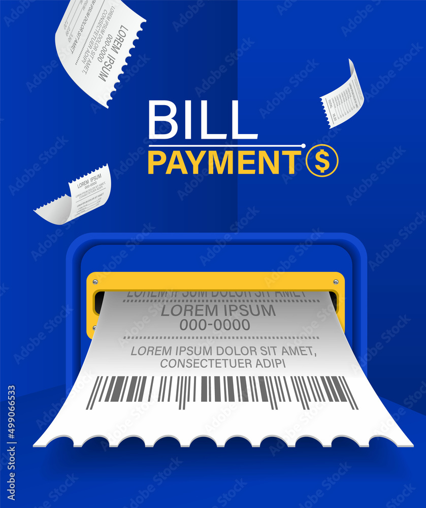 Vetor de Bill atm template or restaurant paper financial check Concept ...