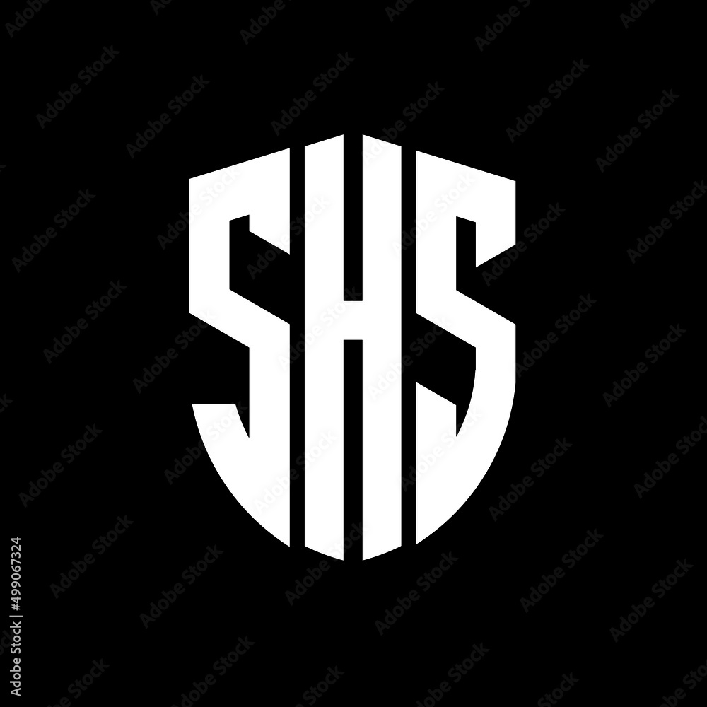 SHS letter logo design. SHS modern letter logo with black background ...