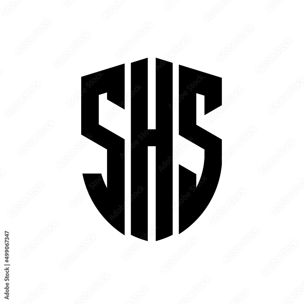 SHS letter logo design. SHS modern letter logo with black background ...