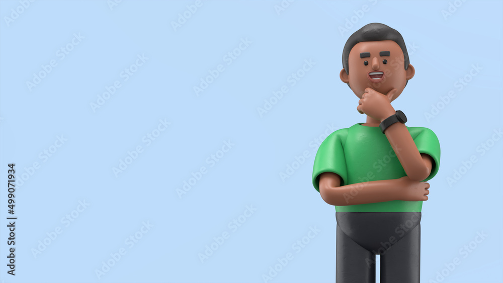 3D illustration of a thinking african american man David pondering ...