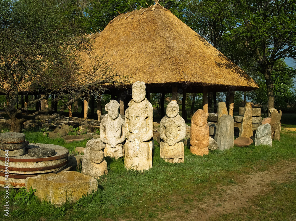 Scythian stone statues of women. ancient scythian woman statue outdoors ...