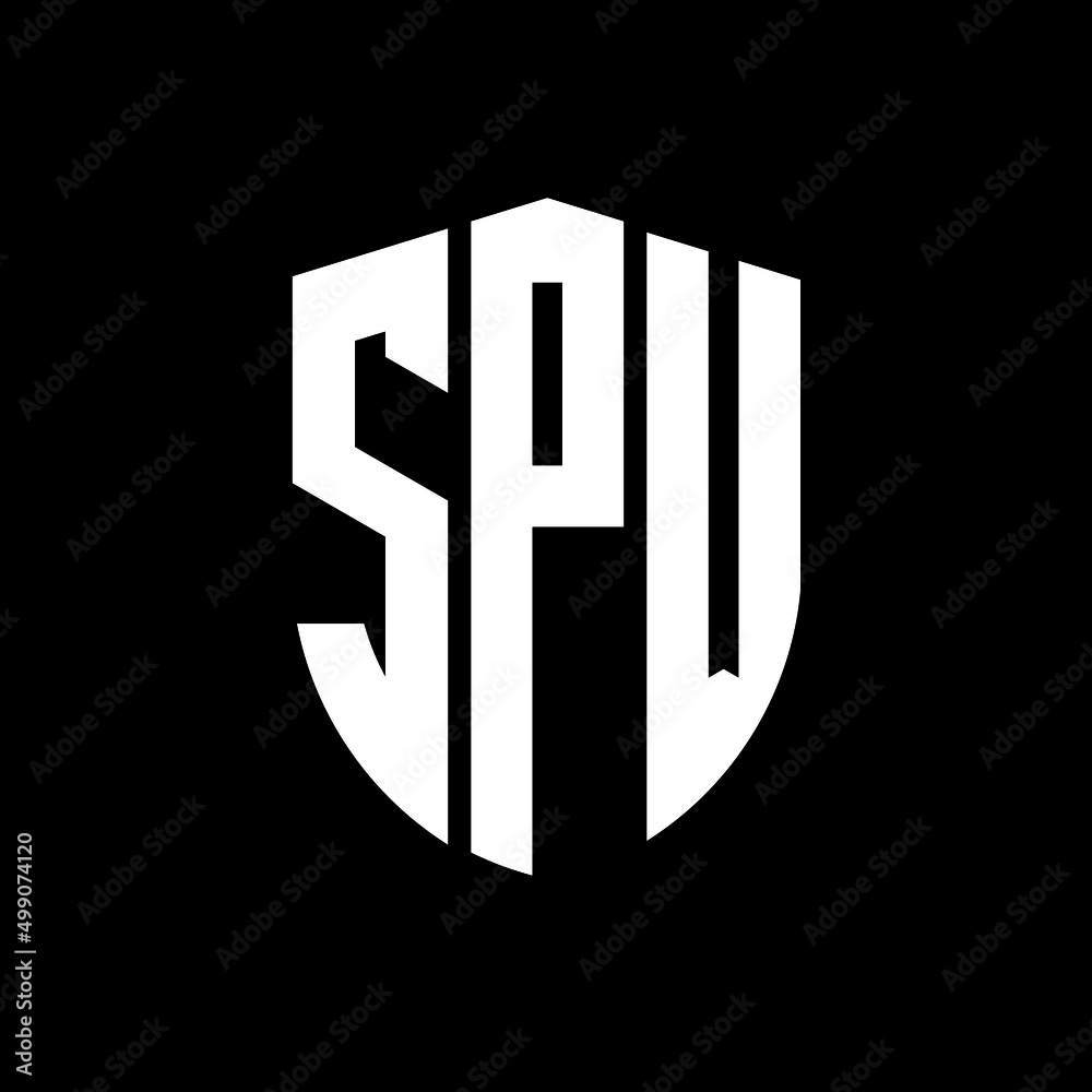 SPW letter logo design. SPW modern letter logo with black background ...
