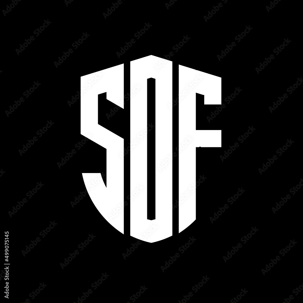 SOF letter logo design. SOF modern letter logo with black background ...
