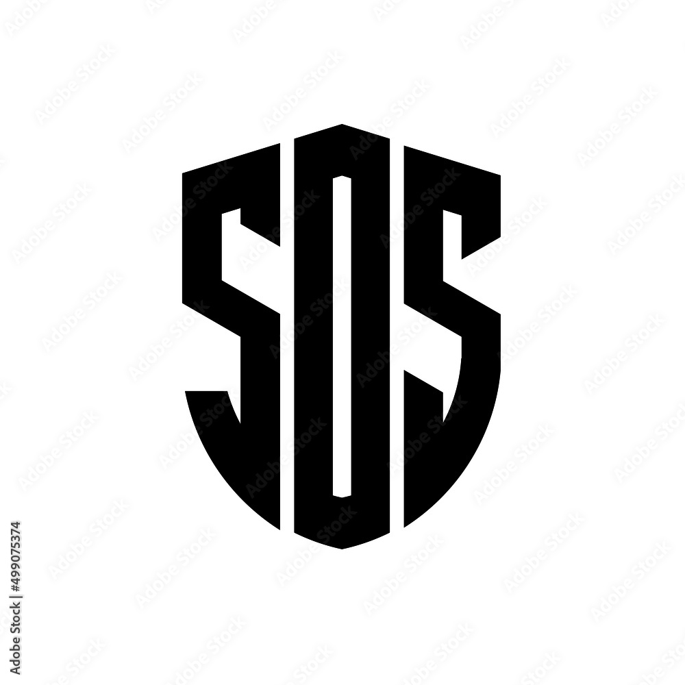 SOS letter logo design. SOS modern letter logo with black background ...