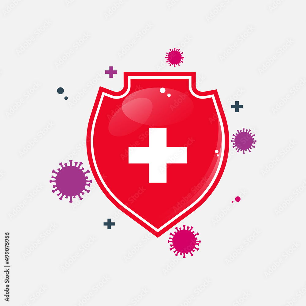 Immune system icon, logo. Virus germ, bacteria protection. Safety logo ...
