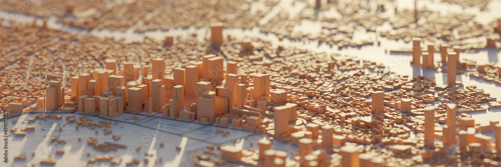 Miniature 3D model of downtown Tokyo, Japan. 3D rendering. Stock ...