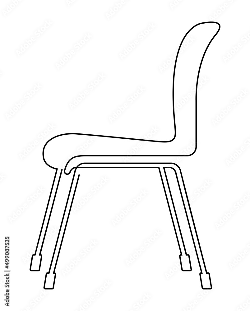 Chair with wooden seat, outdoor cafe furniture, profile, illustration ...