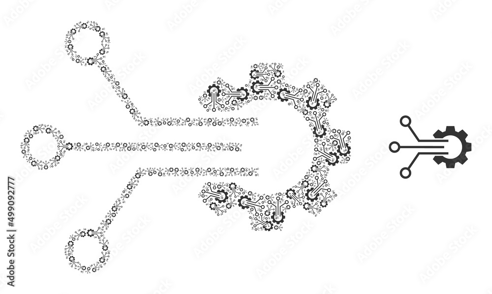 Recursion collage gear sensor icon. Vector collage is formed of ...