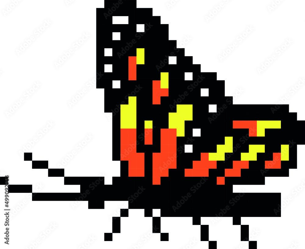Butterfly Pixel Art isolated on white Background vector pixel ...