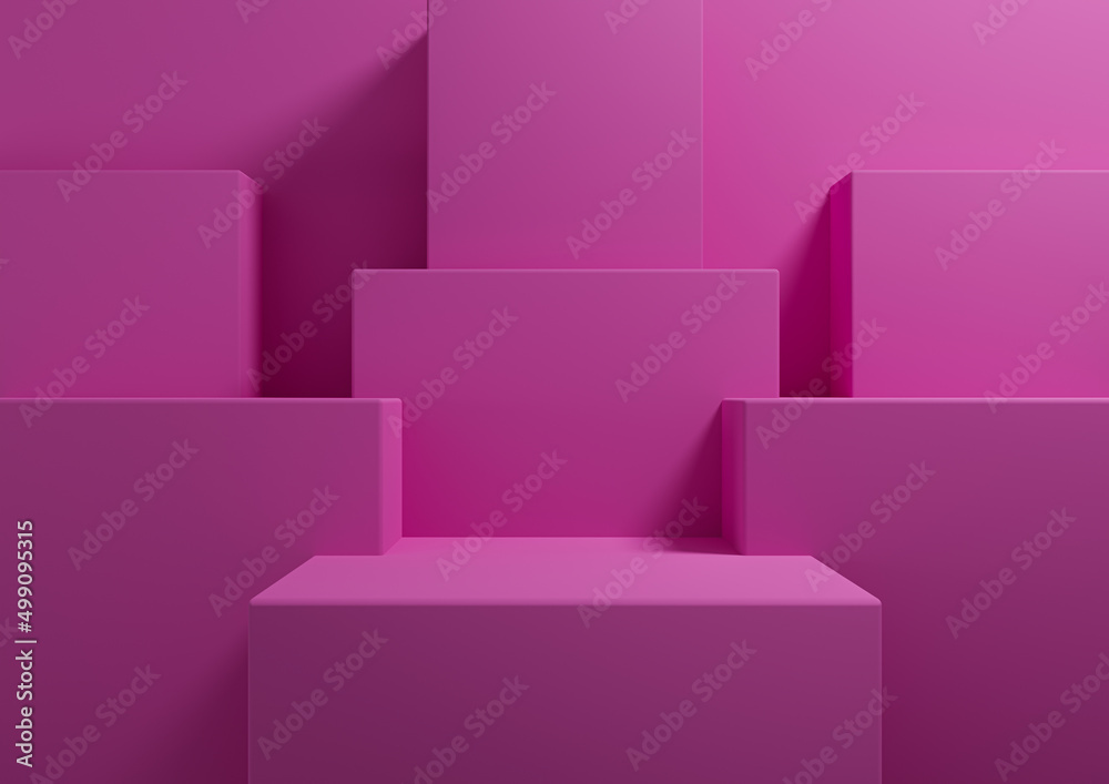Bright magenta, neon pink 3D rendering simple, minimal background for ...
