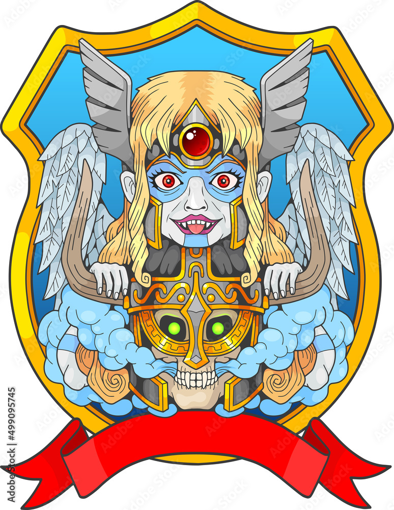 mythological scandinavian valkyrie, illustration logo Stock Vector ...