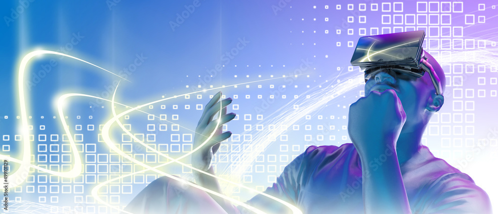 Metaverse digital cyber world technology and digital VR virtual reality ...