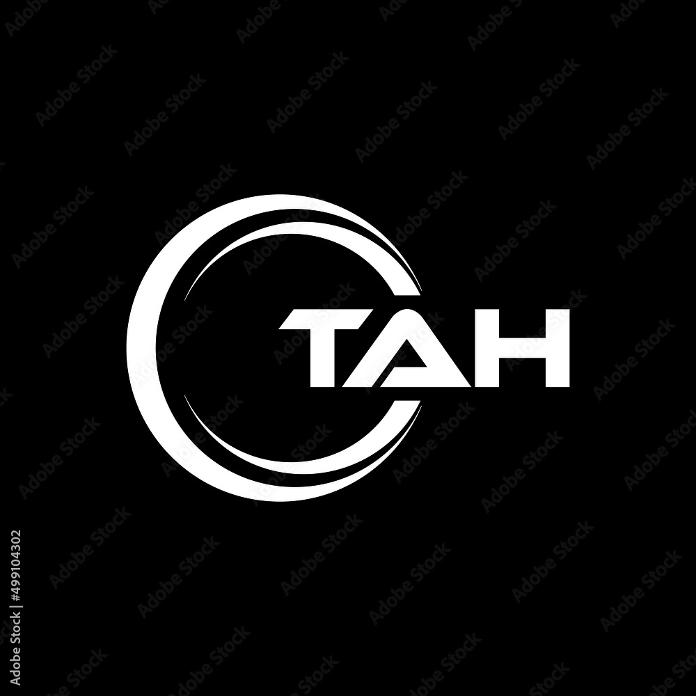 TAH letter logo design with black background in illustrator, vector ...