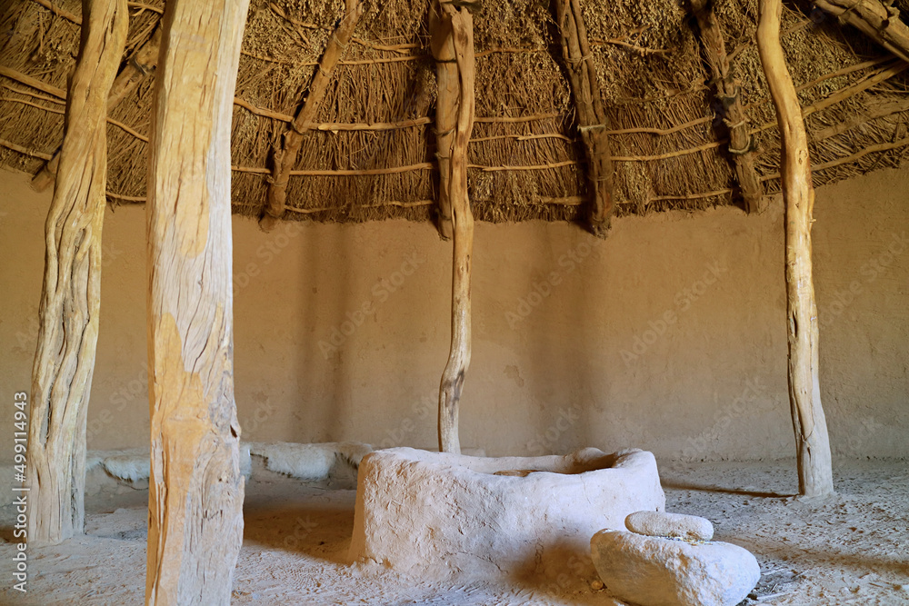 Interior of a Rebuilt Ancient Circular Mud Huts of Aldea de Tulor ...