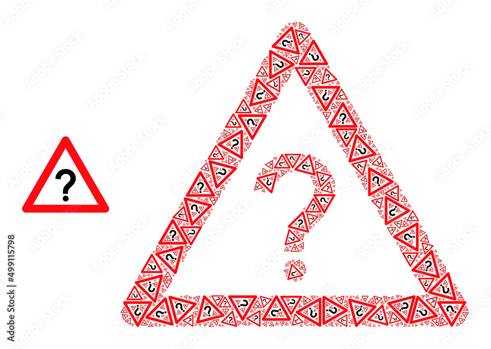 Recursion composition question warning icon. Vector collage is made ...