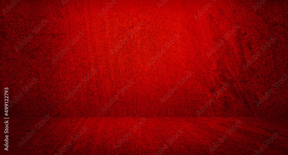 bright red slate empty room with light from above used for background ...