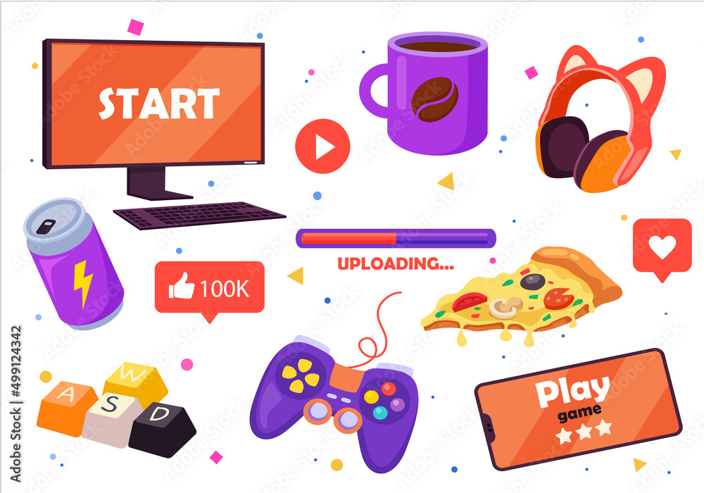 Cartoon game elements collection. Vector illustration. Stock Vector ...