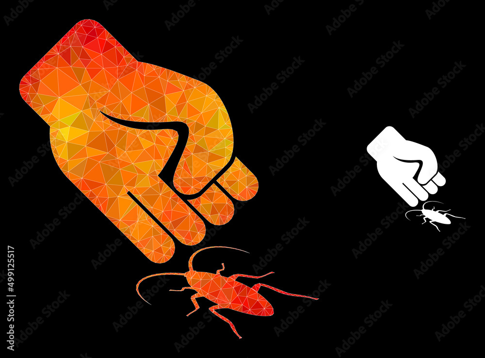 Low-poly cockroach punch icon with fire vibrant gradient. Triangulated ...