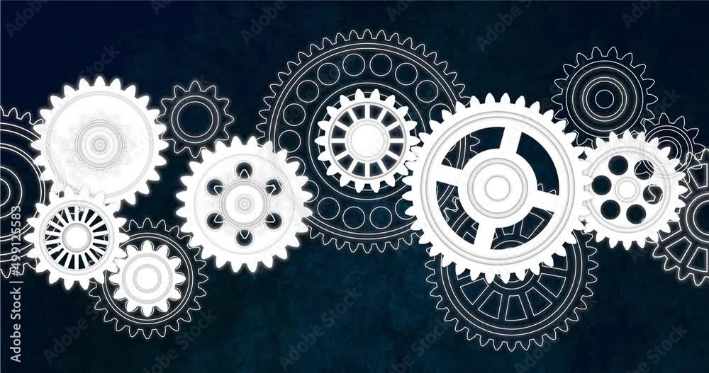 Seamless loop animation of spinning white gear on dark background 4k ...