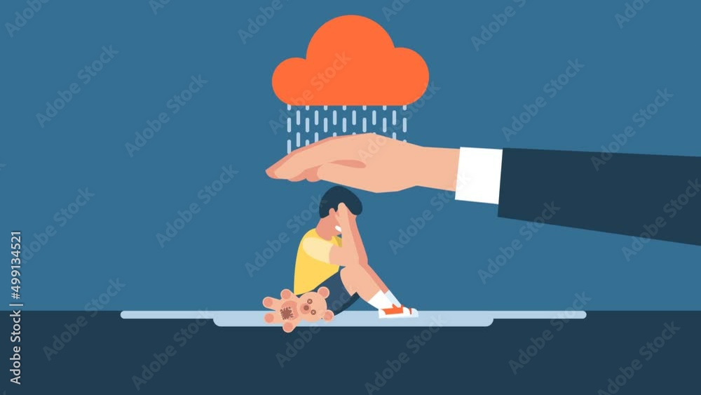 Little boy sitting on the floor and crying. Child protection. Service ...