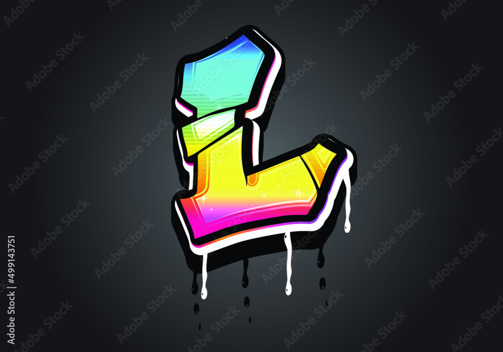 L letter 3D Graffiti Dripping alphabet font vector Stock Vector | Adobe ...