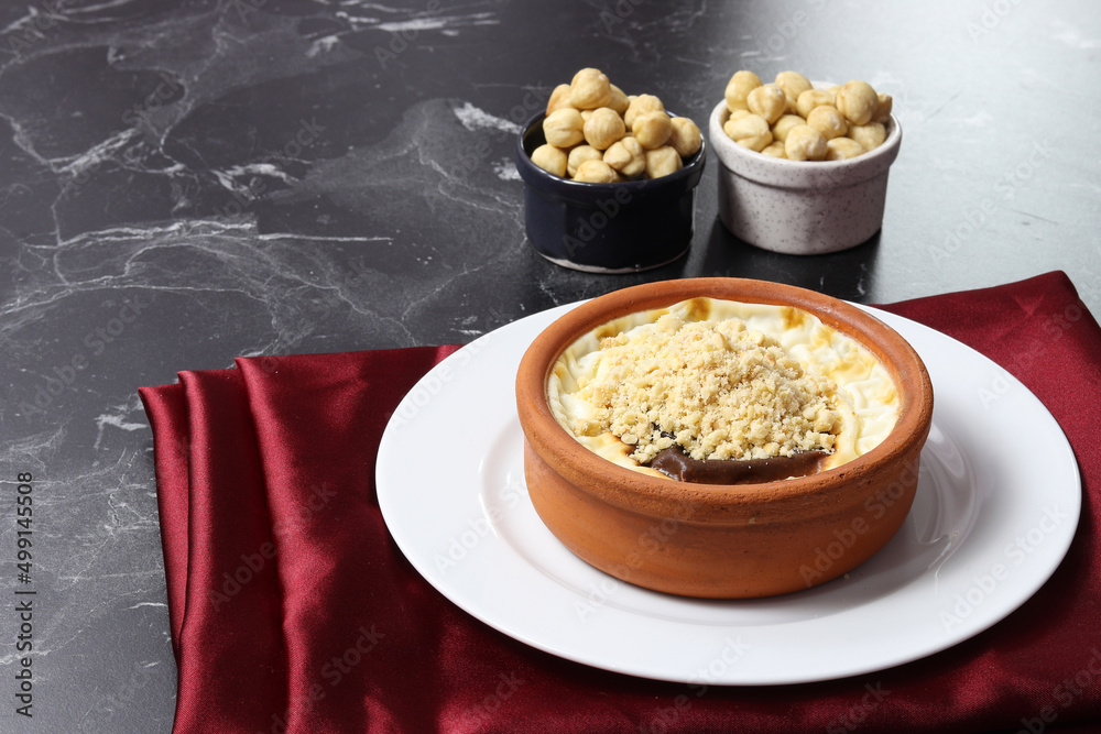 Traditional Turkish milk dessert rice pudding.Also known as Sütlaç ...