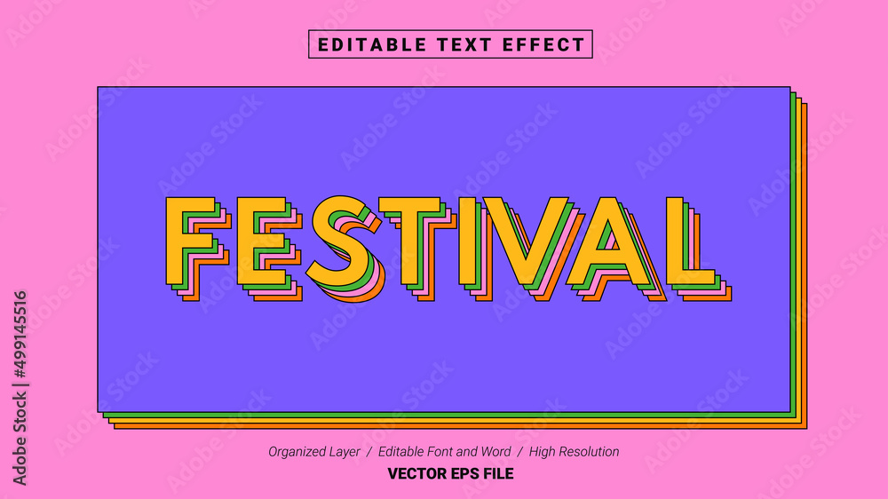 Editable Festival Font. Typography Template Text Effect Style ...