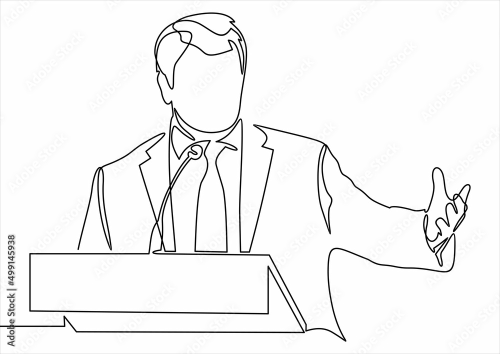 Business conference, business meeting. Man at rostrum in front of ...