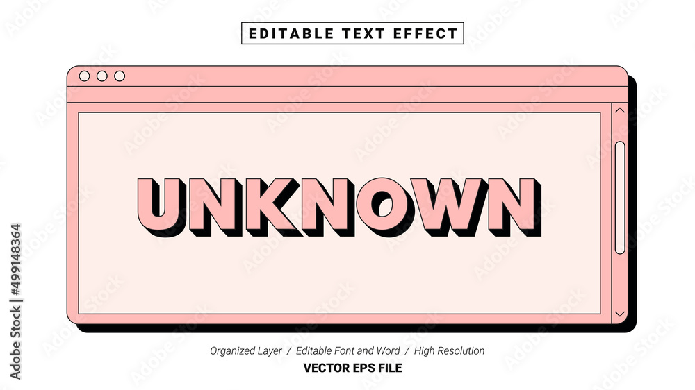 Editable Unknown Font. Typography Template Text Effect Style. Lettering ...