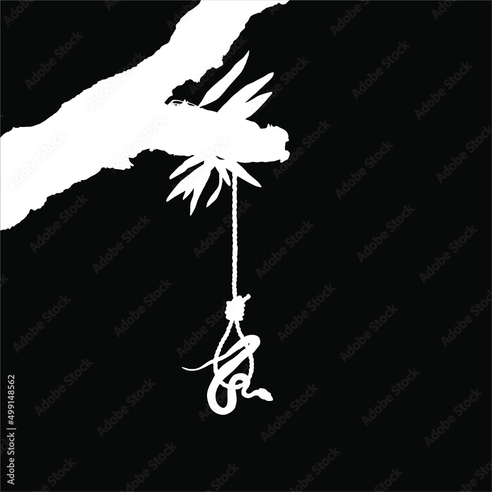 Gallows (Hanging Rope) and Snake on the Tree. Dramatic, Creepy, Horror ...