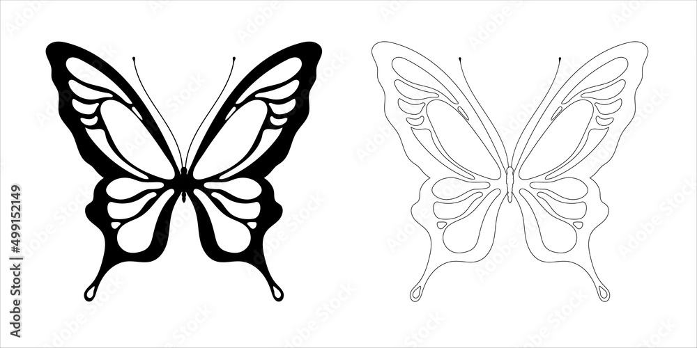 Butterfly vector illustration. The silhouette of an insect, a beautiful ...