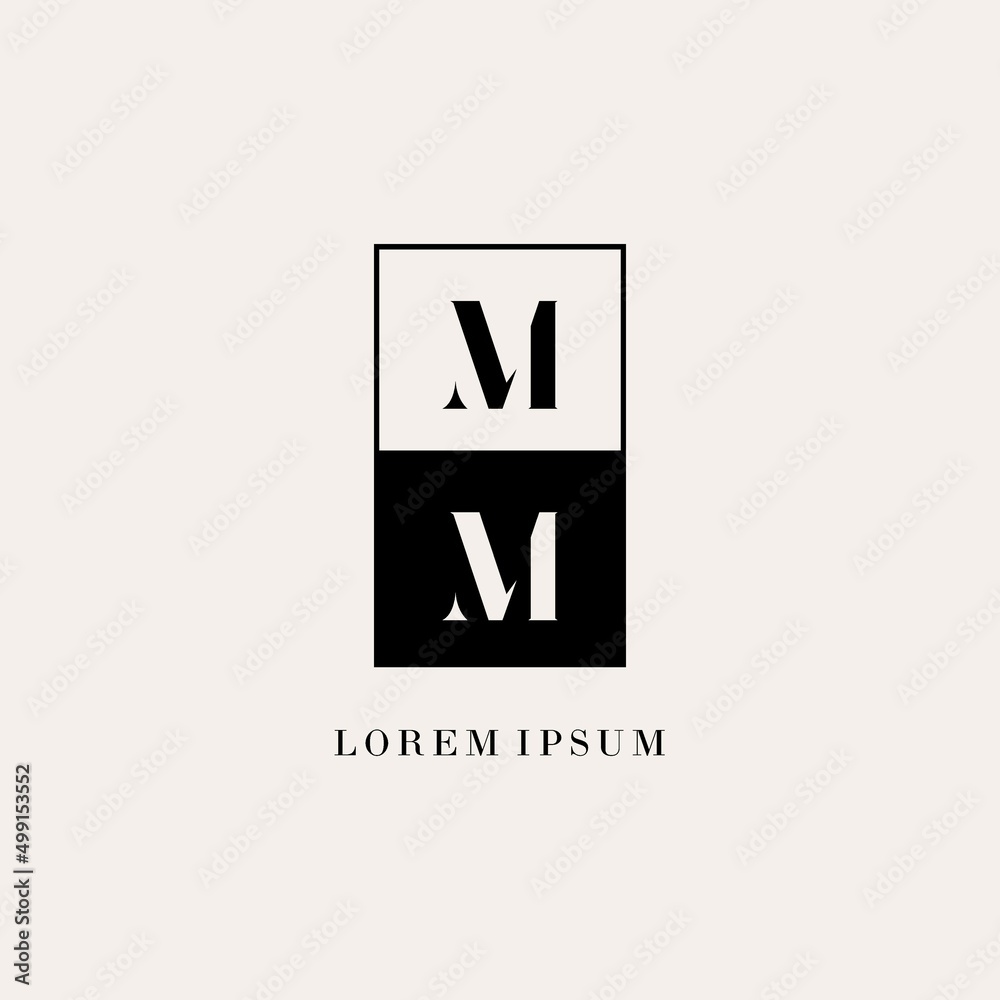 Initials MM square line negative space logo design ideas Stock Vector ...