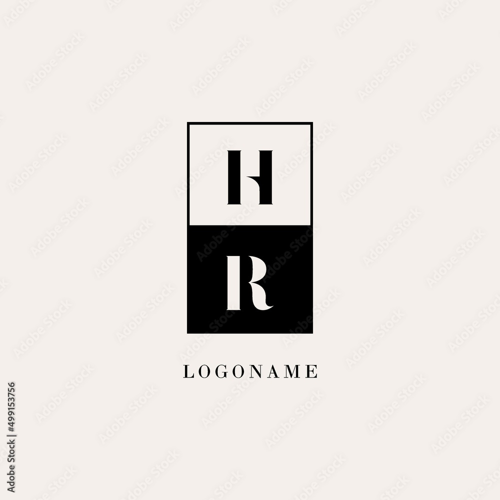Initials HR square line negative space logo design ideas Stock Vector ...