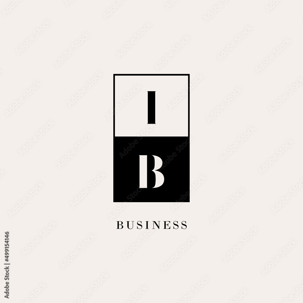 Initials IB square line negative space logo design ideas Stock Vector ...