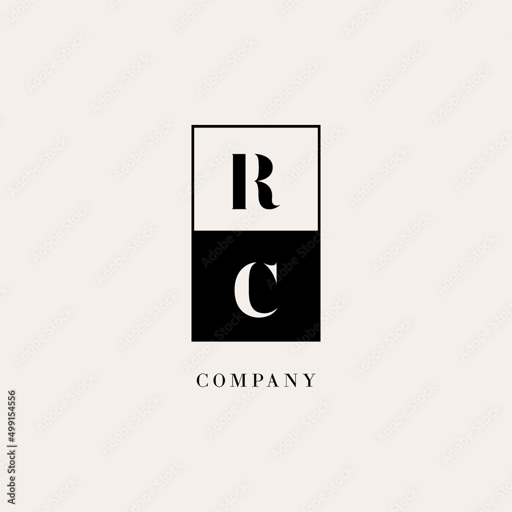 Initials RC square line negative space logo design ideas Stock Vector ...