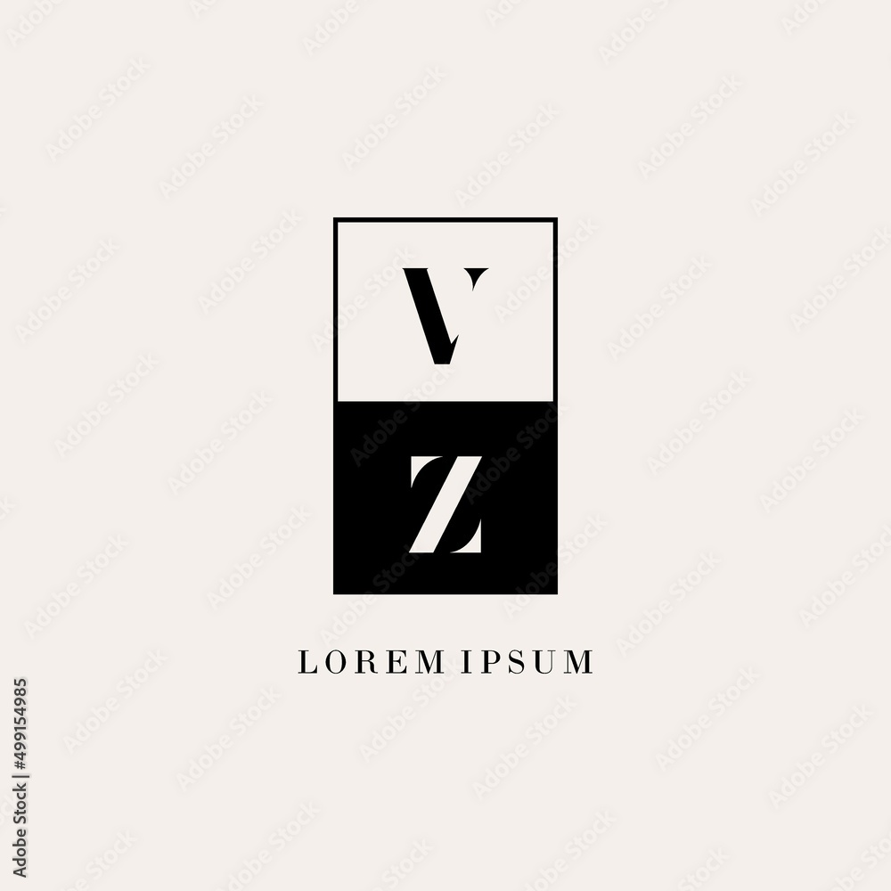 Initials VZ square line negative space logo design ideas Stock Vector ...