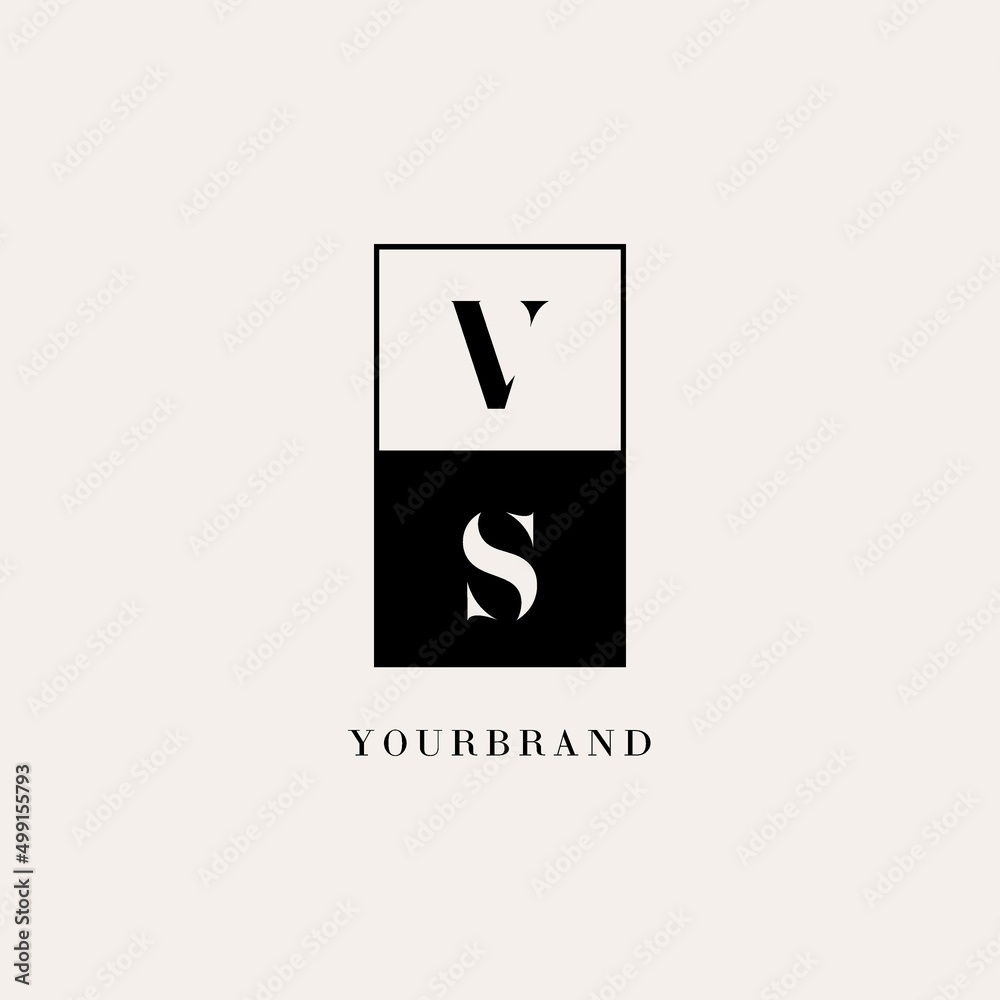 Initials VS square line negative space logo design ideas Stock Vector ...