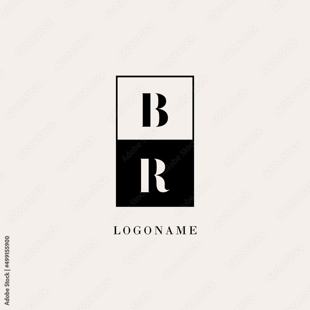 Initials BR square line negative space logo design ideas Stock Vector ...