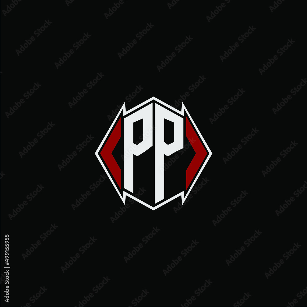 PP initial monogram logo for gaming with Gemoteric line polygon shape ...