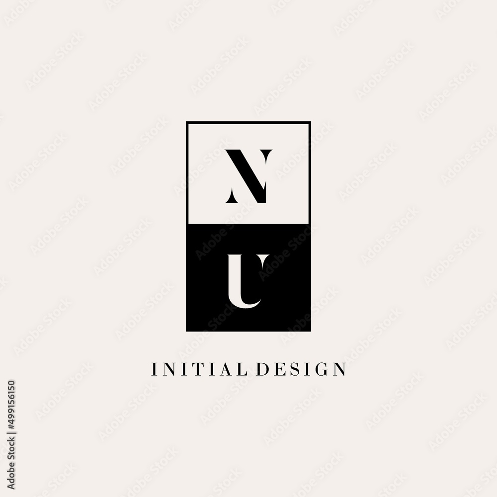 Initials NU square line negative space logo design ideas Stock Vector ...