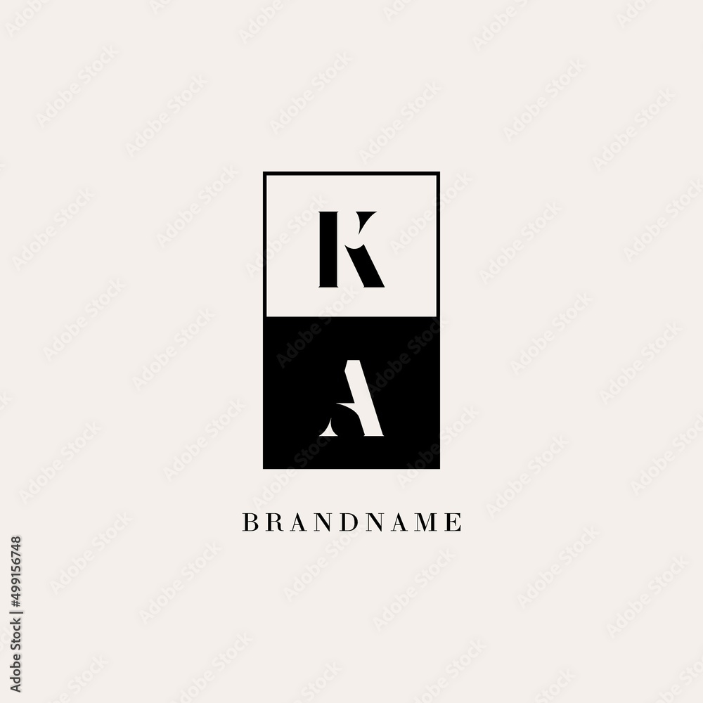 Initials KA square line negative space logo design ideas Stock Vector ...