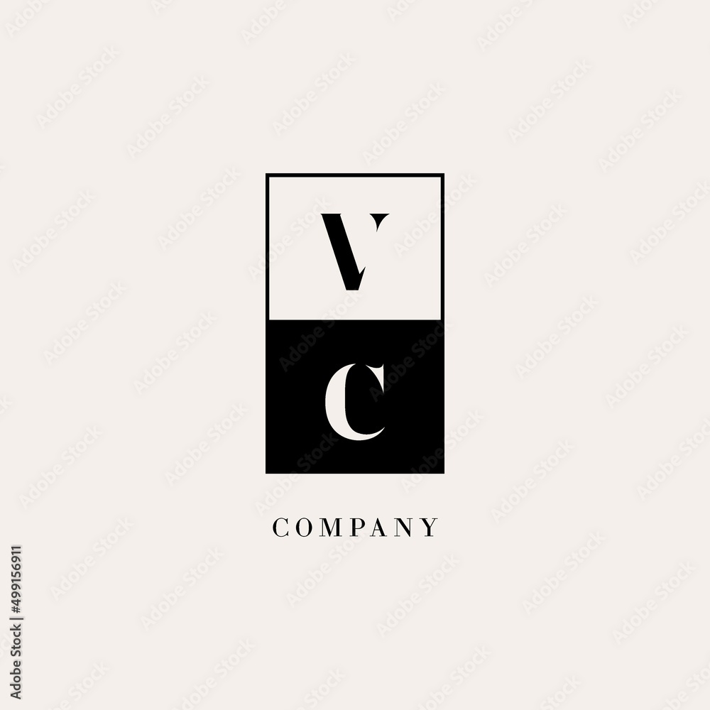 Initials VC square line negative space logo design ideas Stock Vector ...