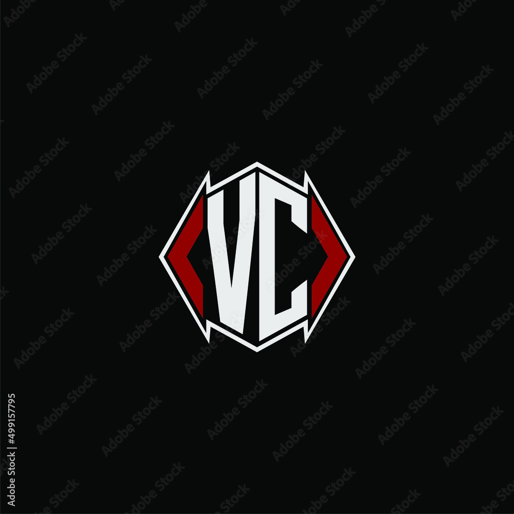 VC initial monogram logo for gaming with Gemoteric line polygon shape ...