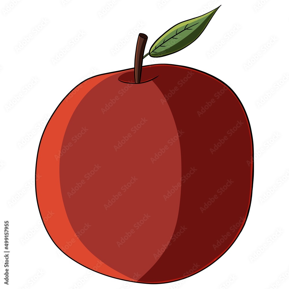 Cartoon red apple on white background Stock Illustration | Adobe Stock