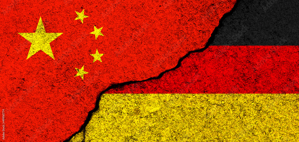 China and Germany. Flags background. Concept of politics, economy ...