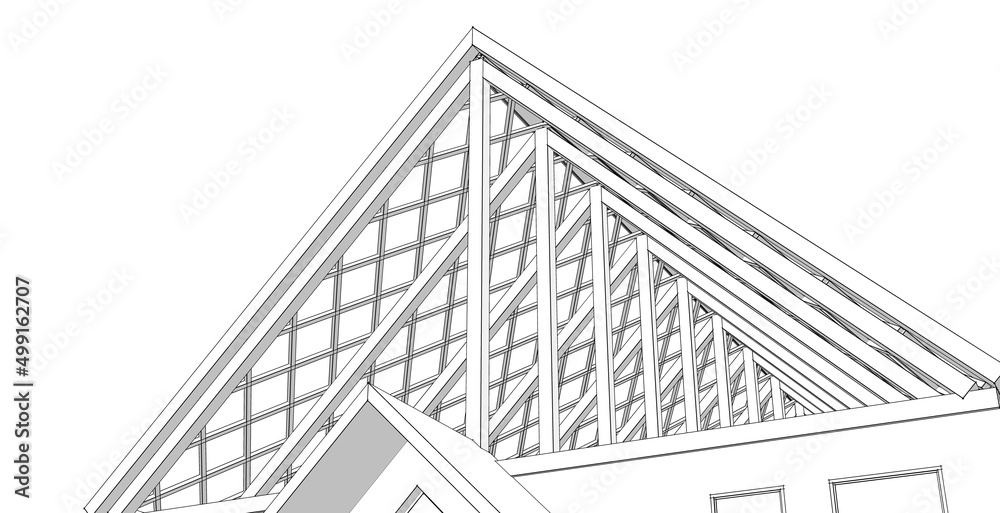roof design of the house 3d rendering Stock Illustration | Adobe Stock