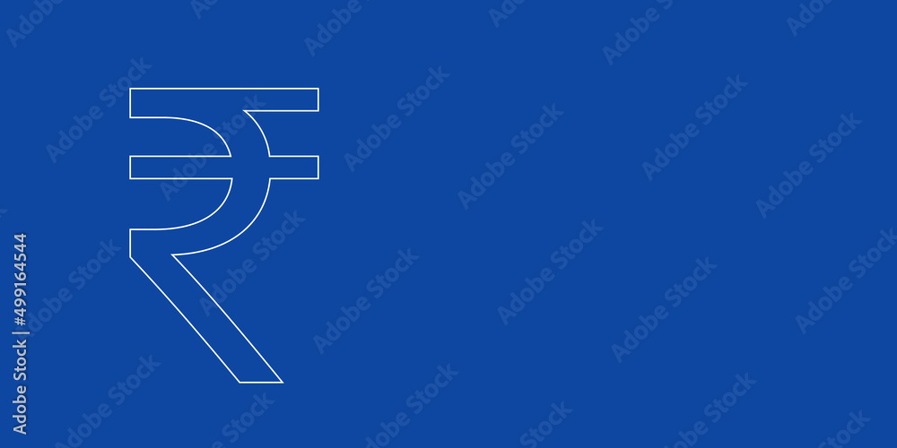 A large white outline indian rupee symbol on the left. Designed as thin ...
