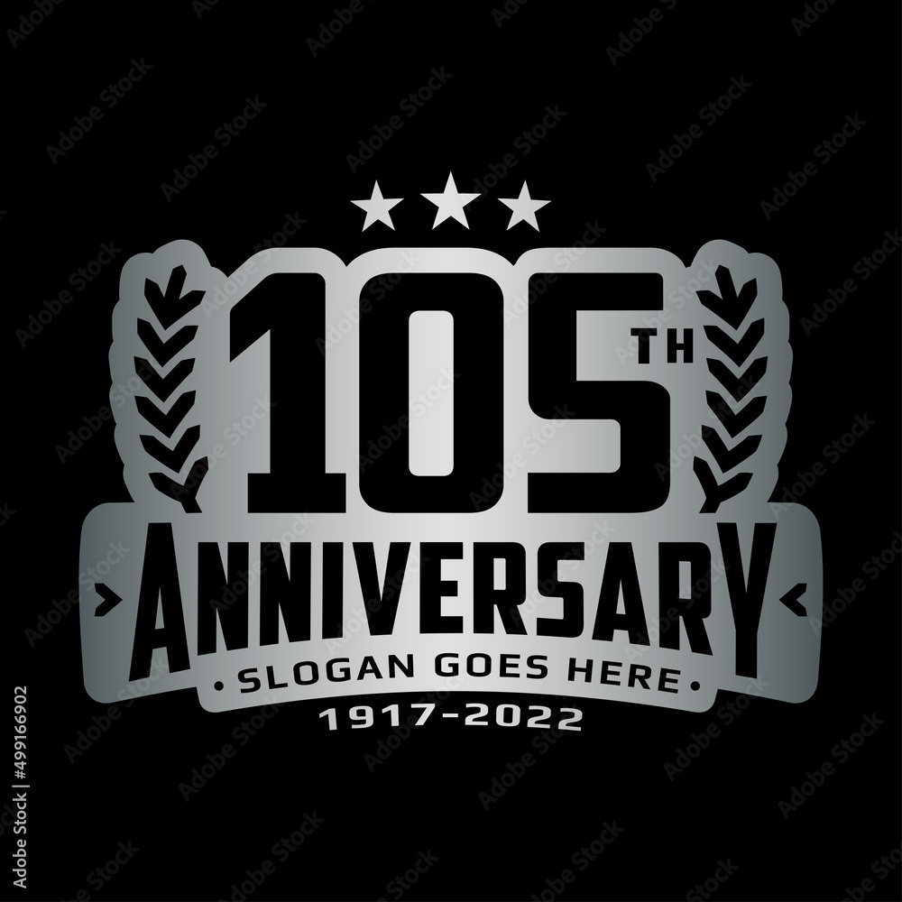 105 years anniversary logo design template. 105th anniversary ...