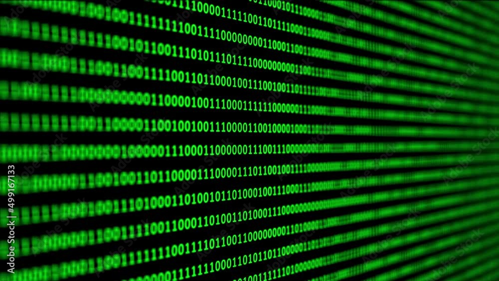 Vidéo Stock Abstract binary code background with green digits moving right on the screen. Data ...
