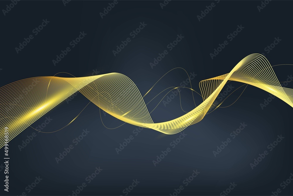 Abstract blue and gold waved shapes background wave concept Stock ...